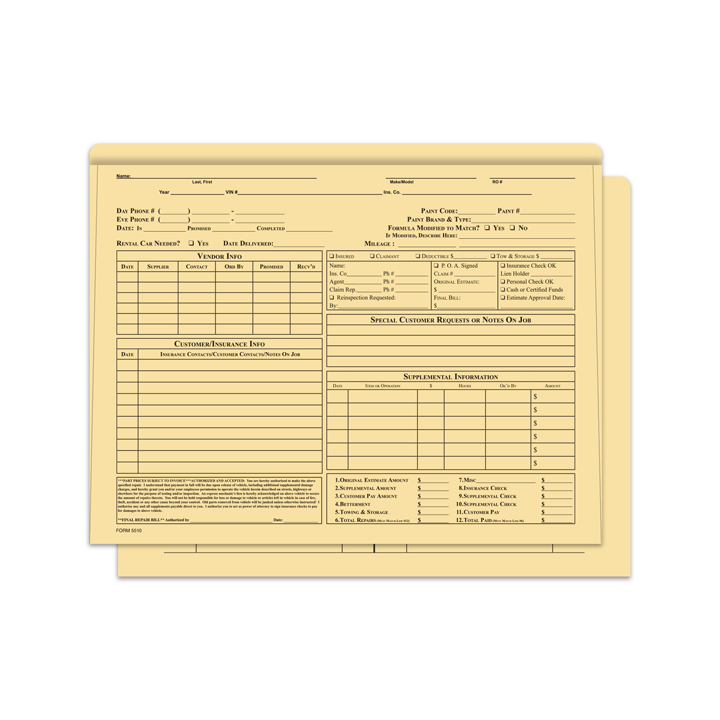 BODY SHOP REPAIR ORDER JACKET – SNYADS Services